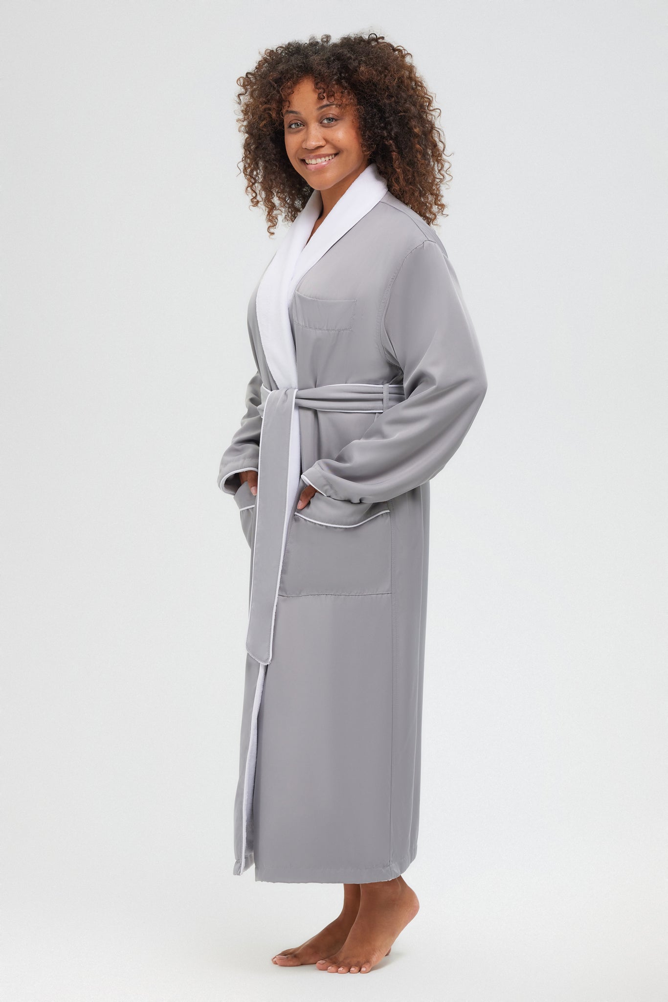 Microfiber Shawl Robe Lined in Plush