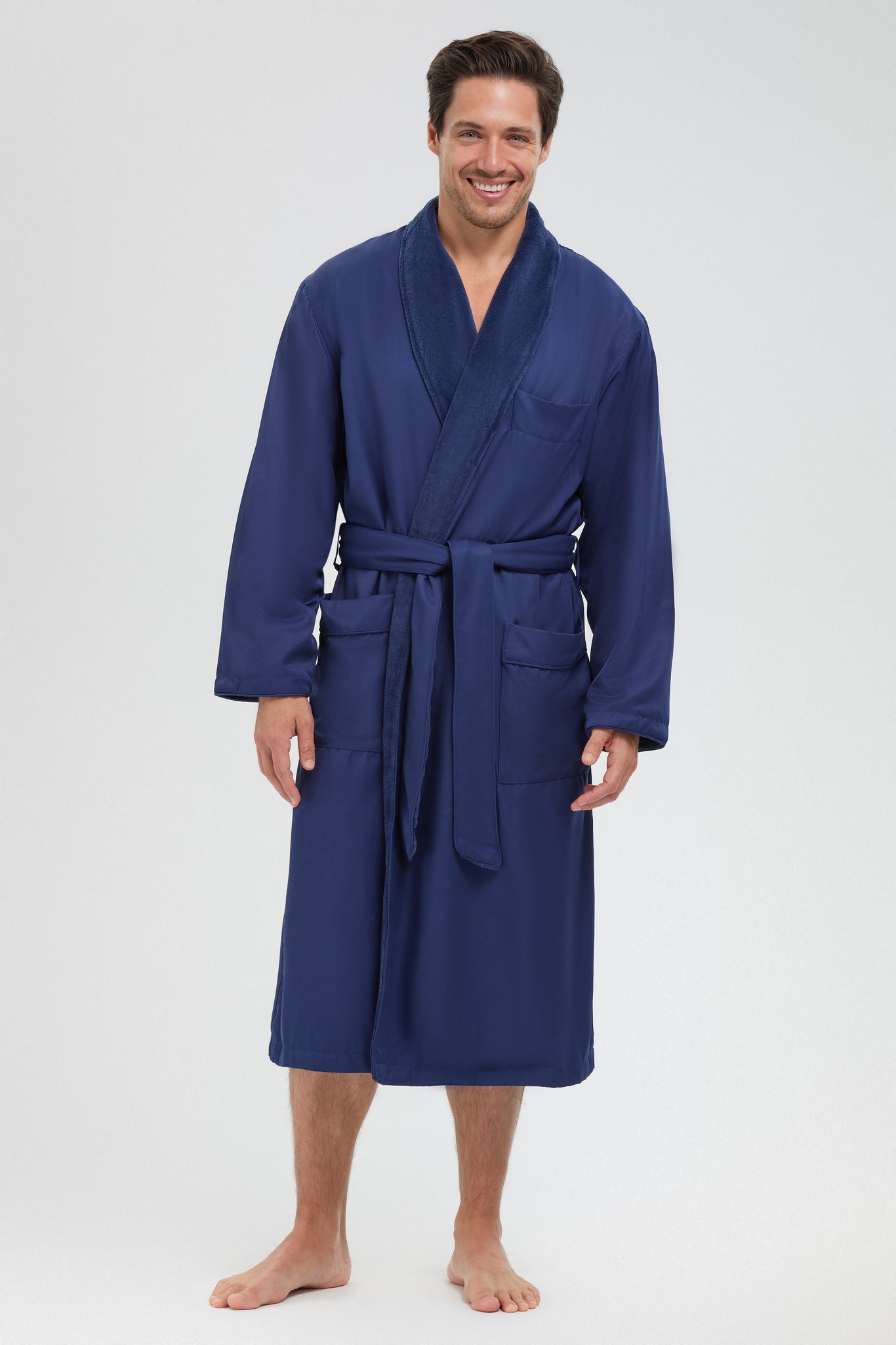 Microfiber Shawl Robe Lined in Plush