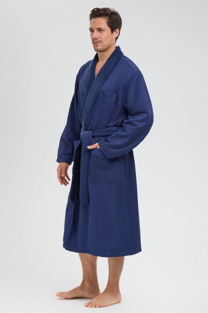 Microfiber Shawl Robe Lined in Plush
