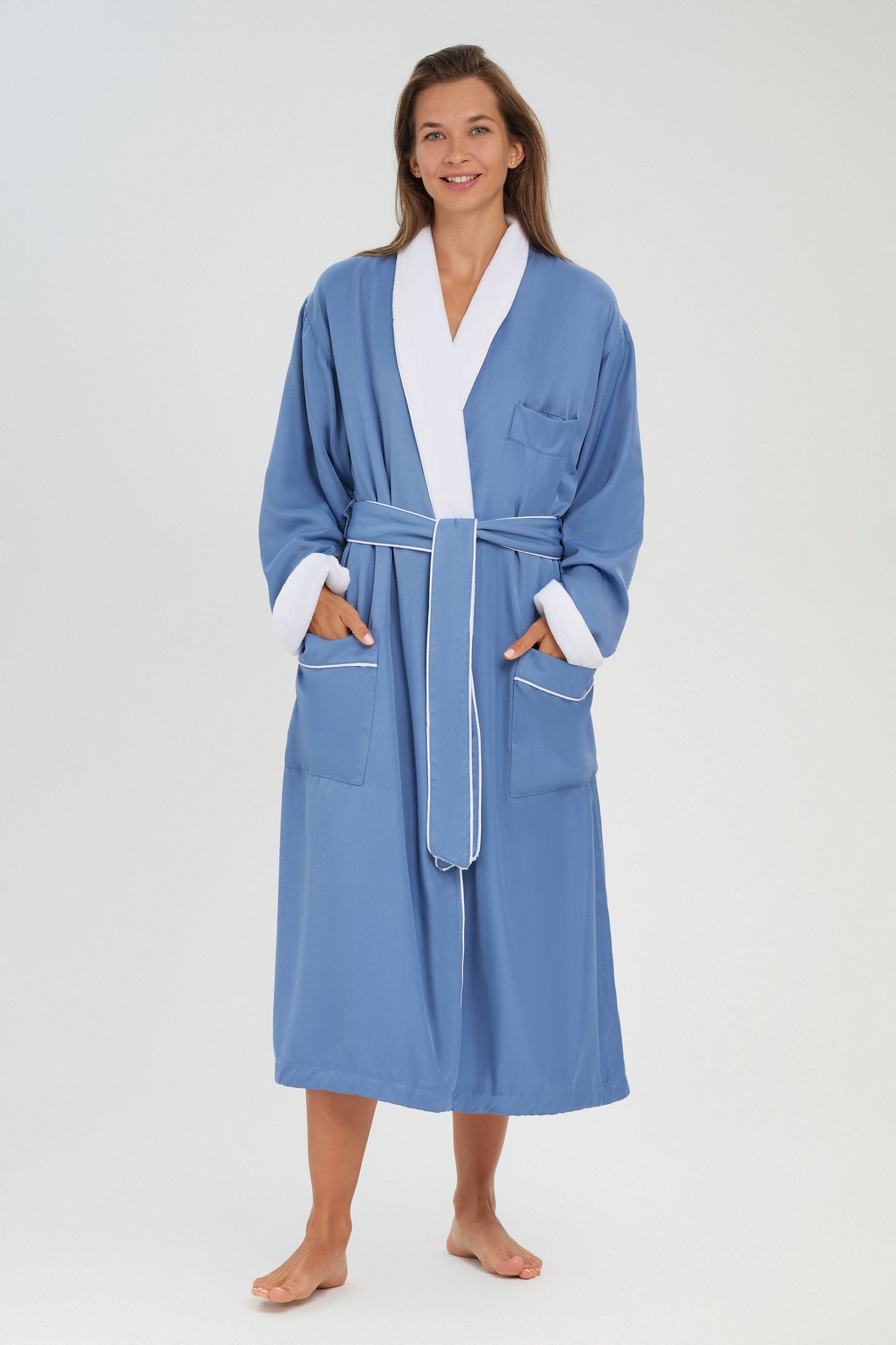 Microfiber Shawl Robe Lined in Plush